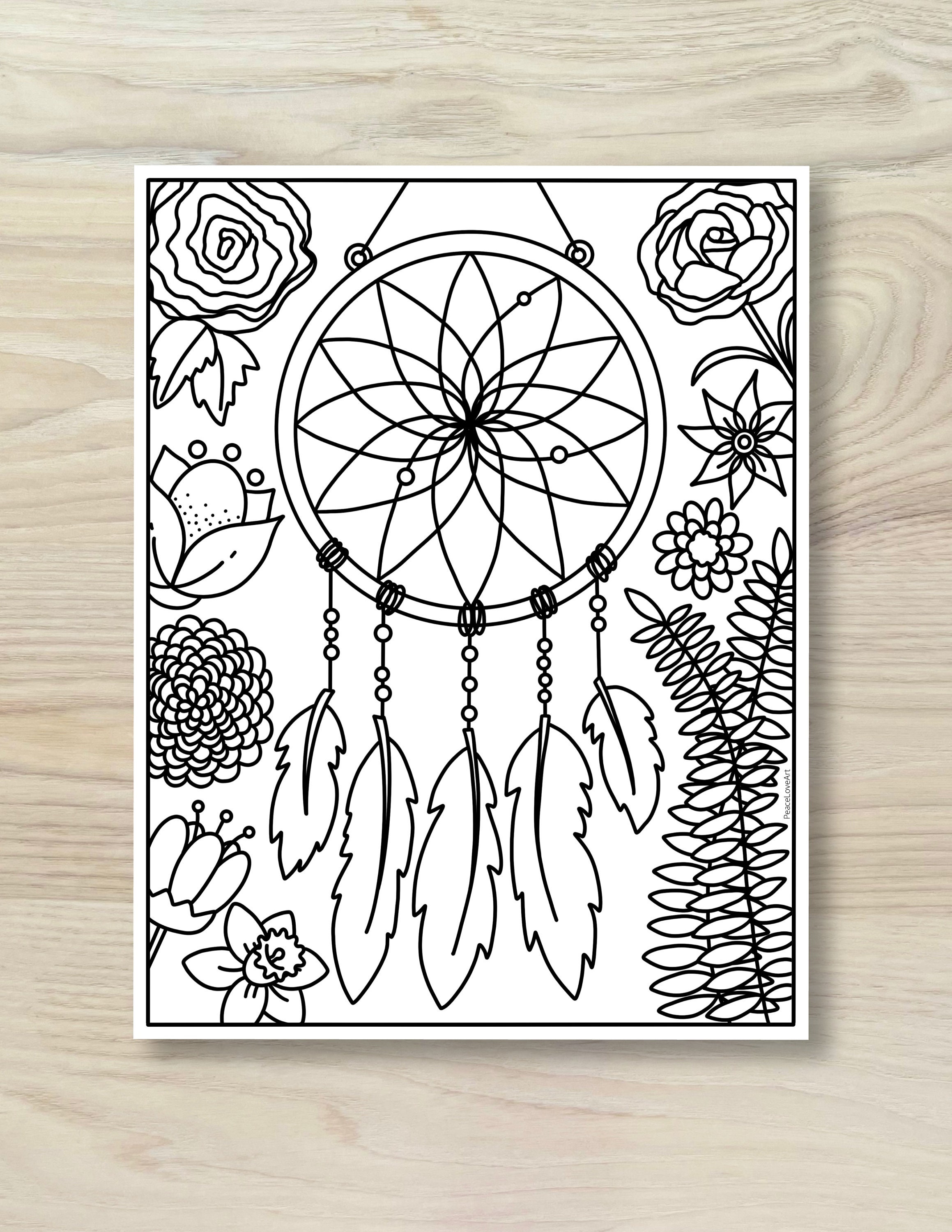 Dream Catcher Coloring Page - Etsy