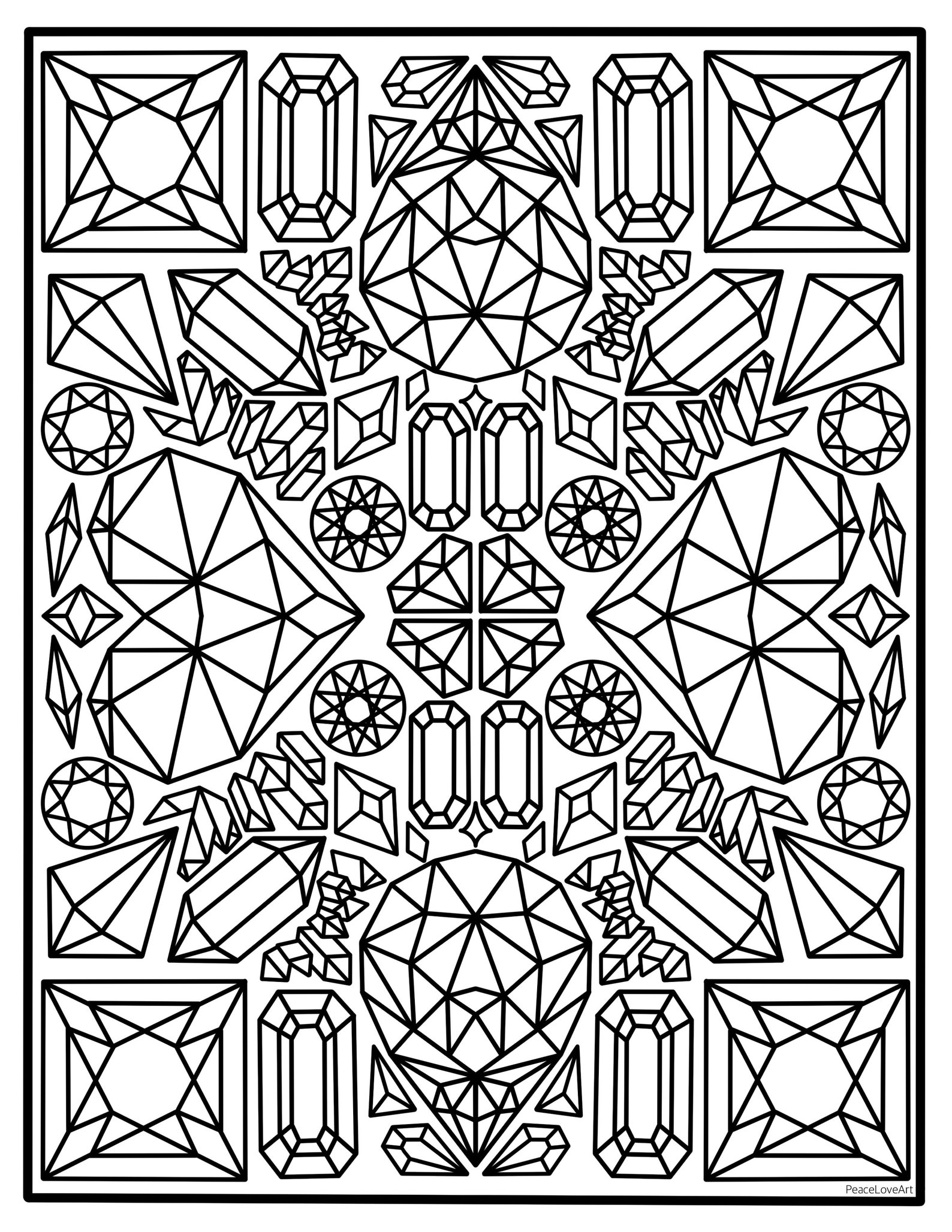Gems, Crystals, Jewels Coloring Page - Etsy