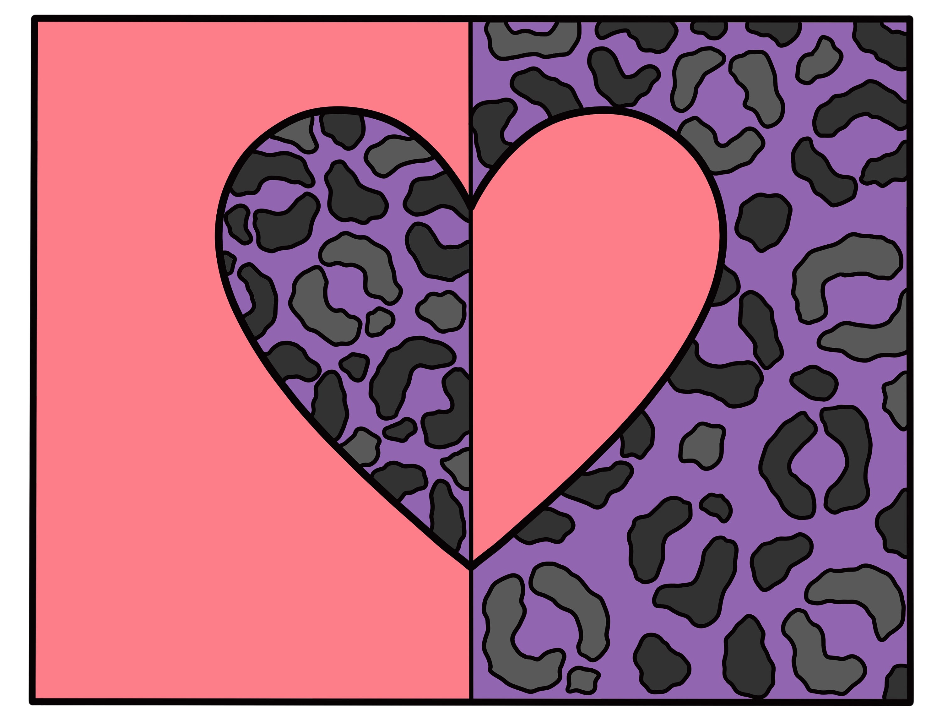 Leopard Heart Coloring Page - Etsy