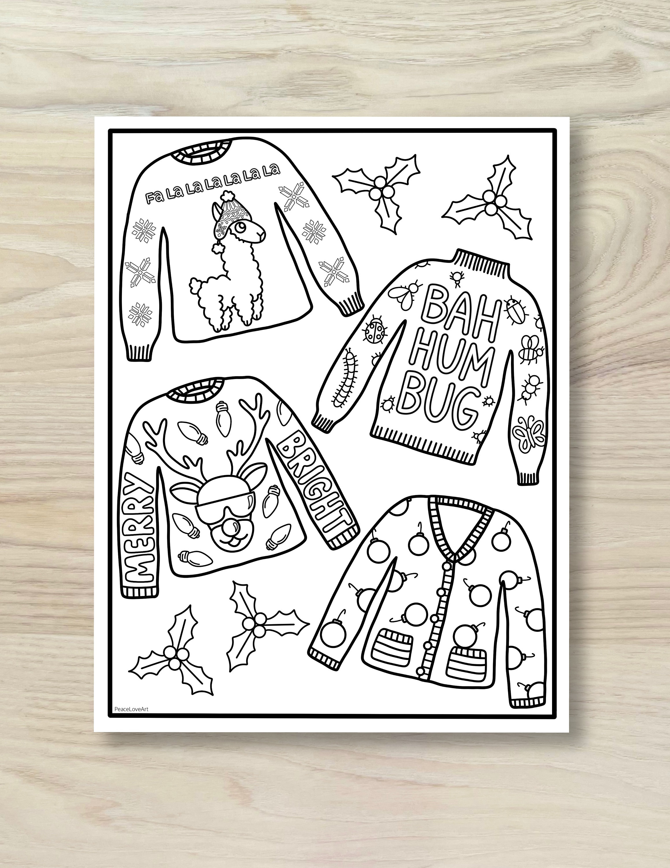 Ugly Christmas Sweater Coloring Page - Etsy