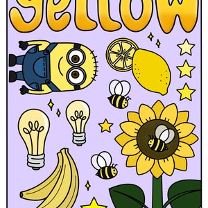 Yellow Things Coloring Page - Etsy
