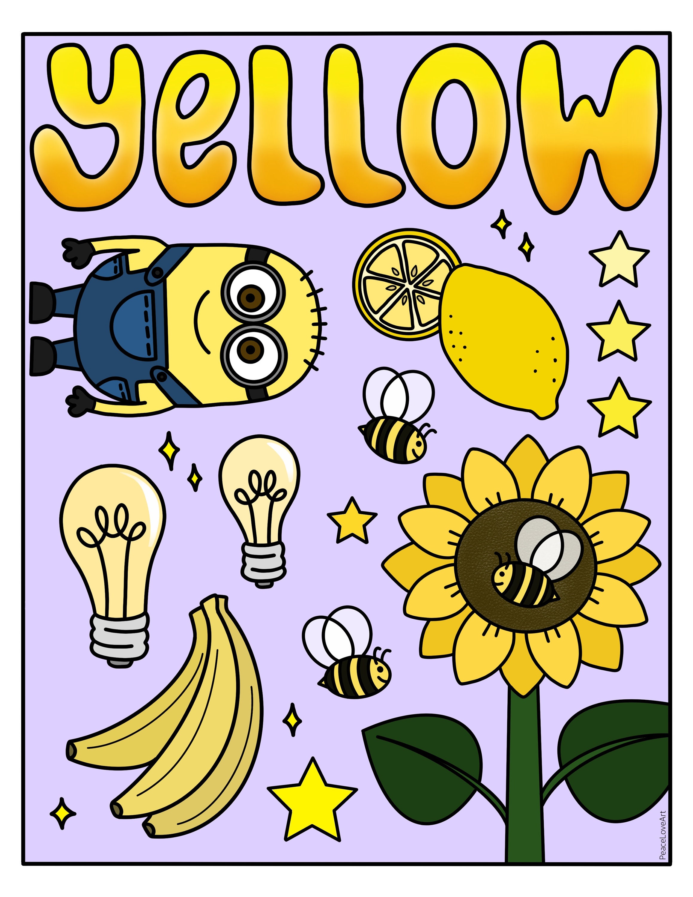 Yellow Things Coloring Page - Etsy