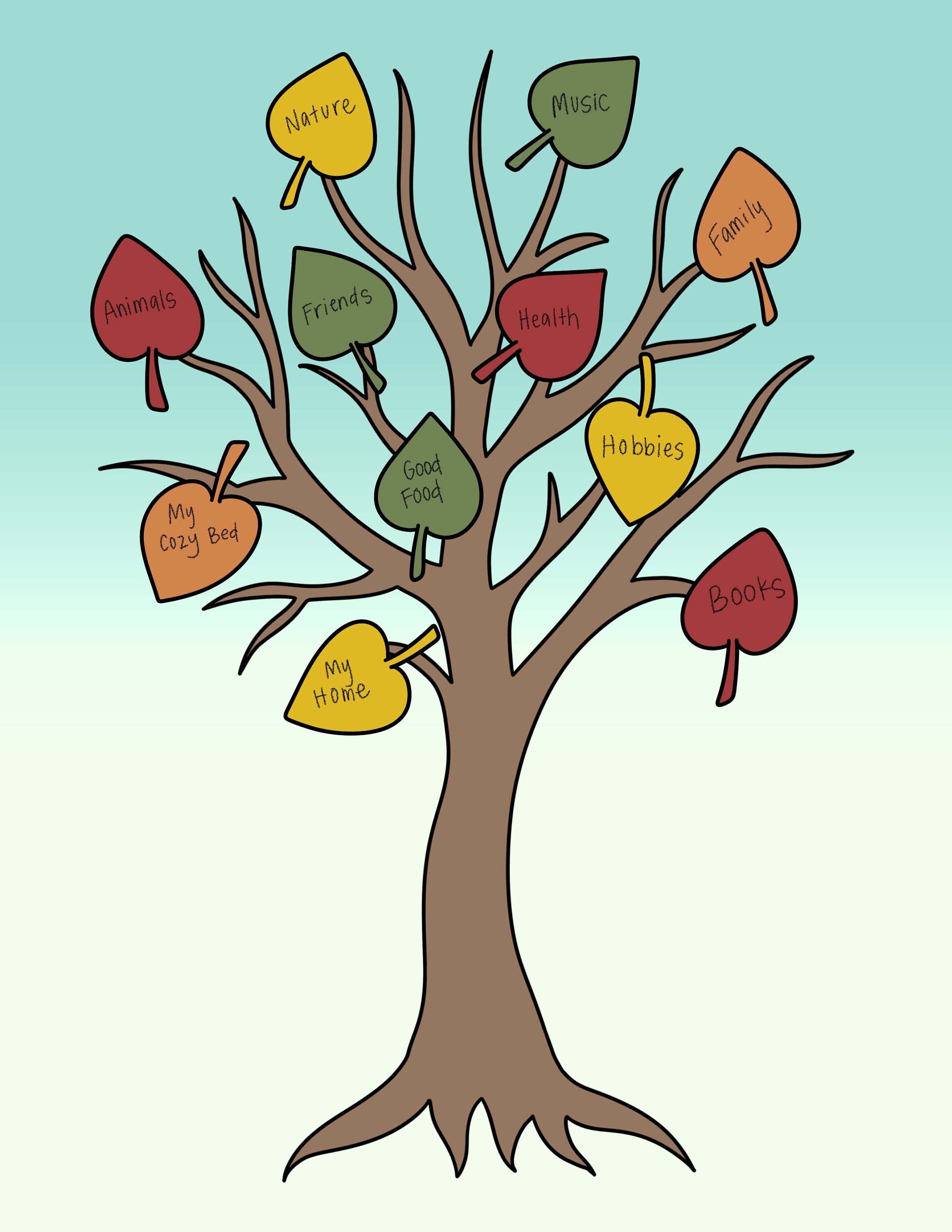 Gratitude Tree Coloring Page - Etsy