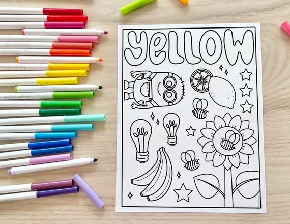 Yellow Things Coloring Page | Etsy