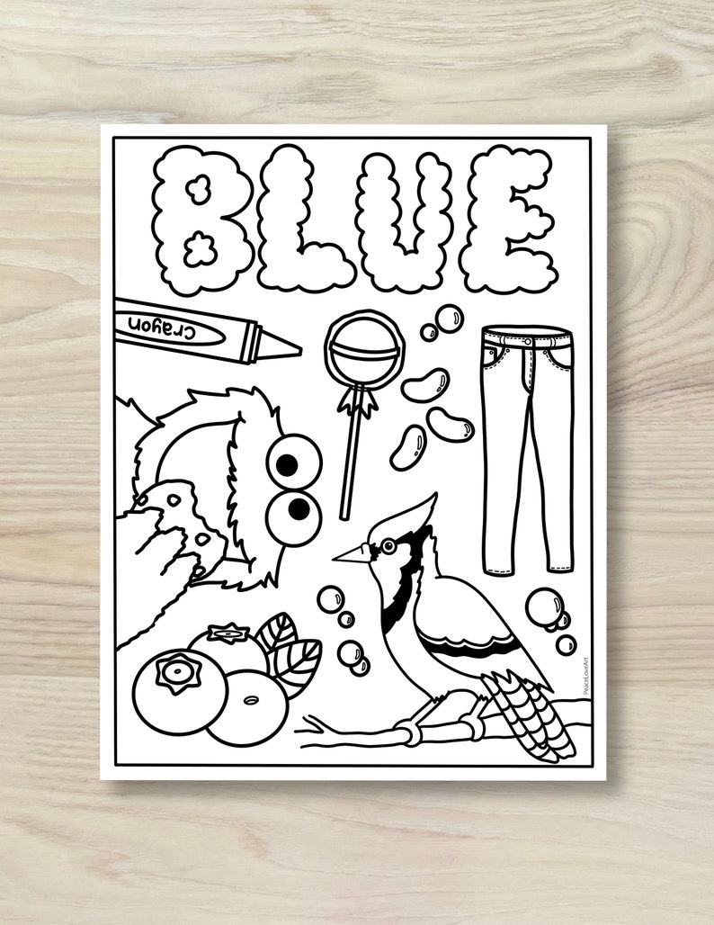 Blue Coloring Page - Etsy
