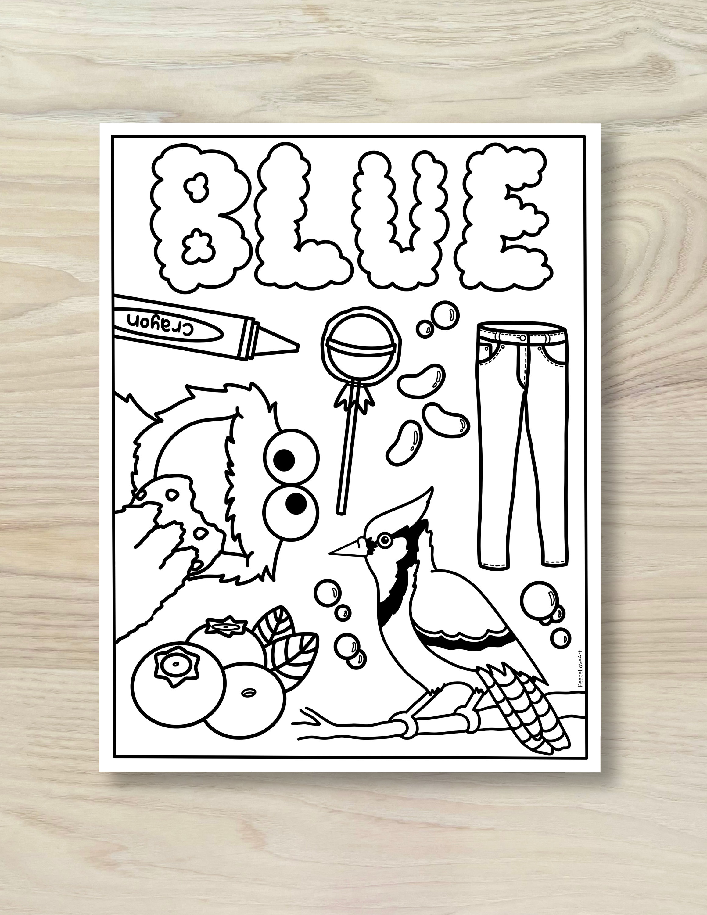 Blue Coloring Page - Etsy