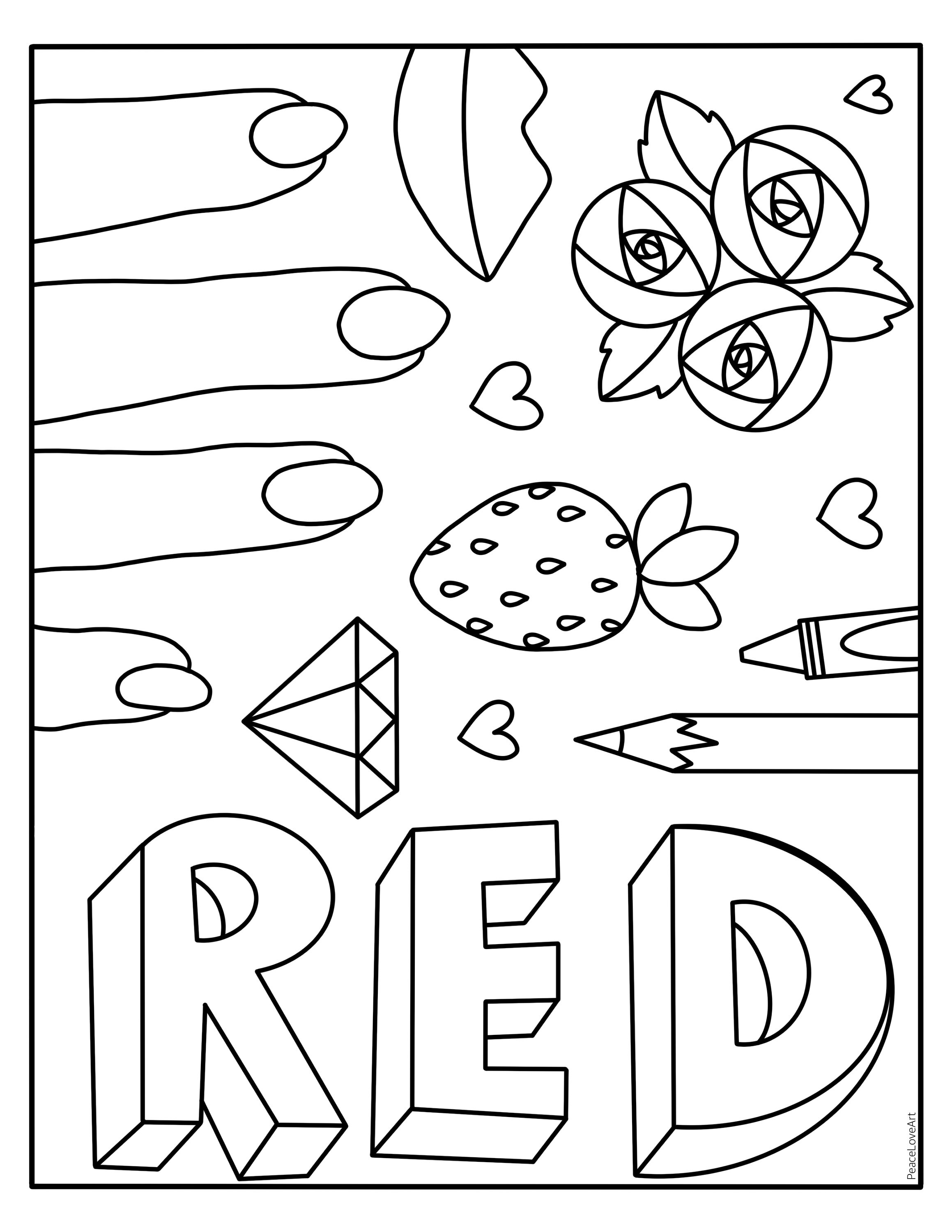 Things That Are Red Coloring Pages