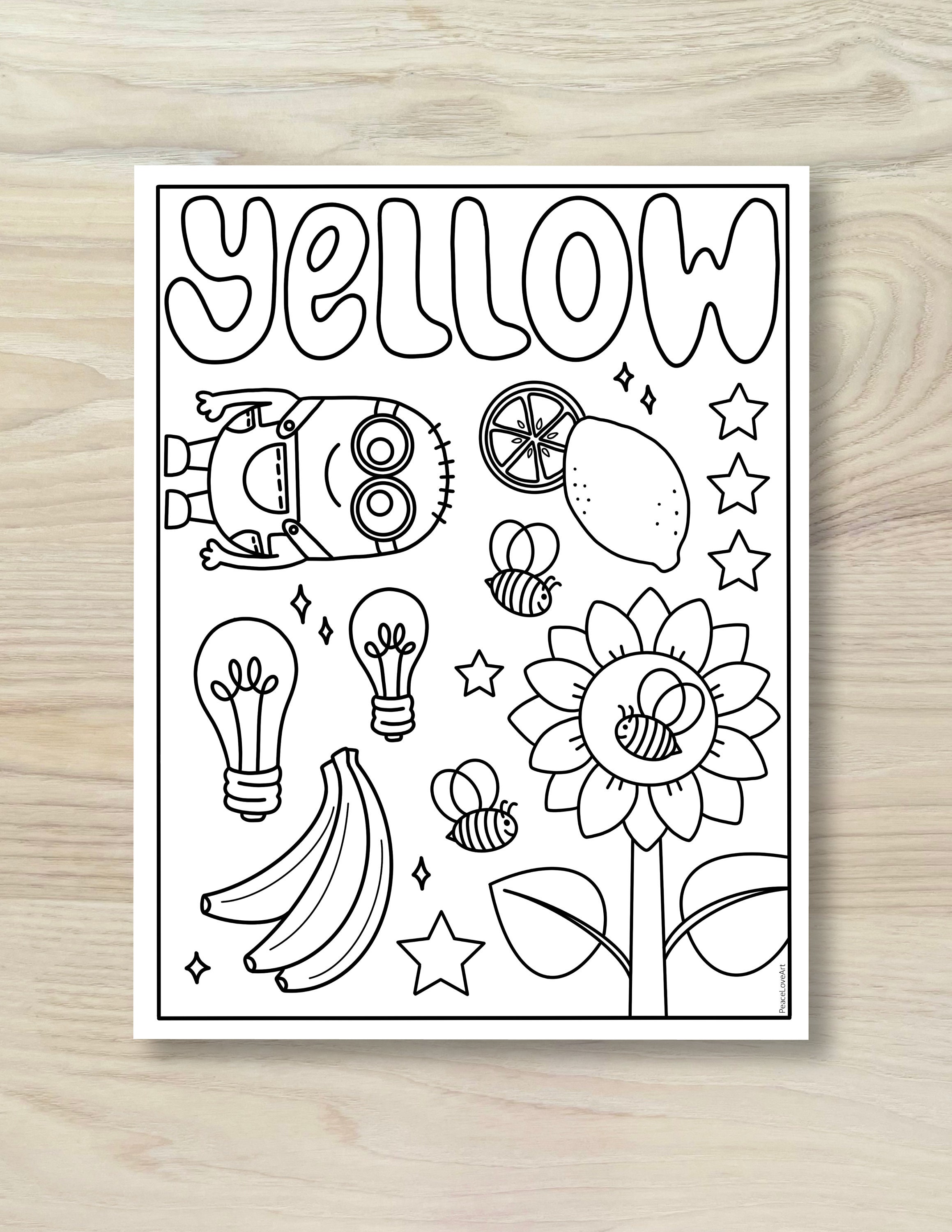 Yellow Things Coloring Page - Etsy