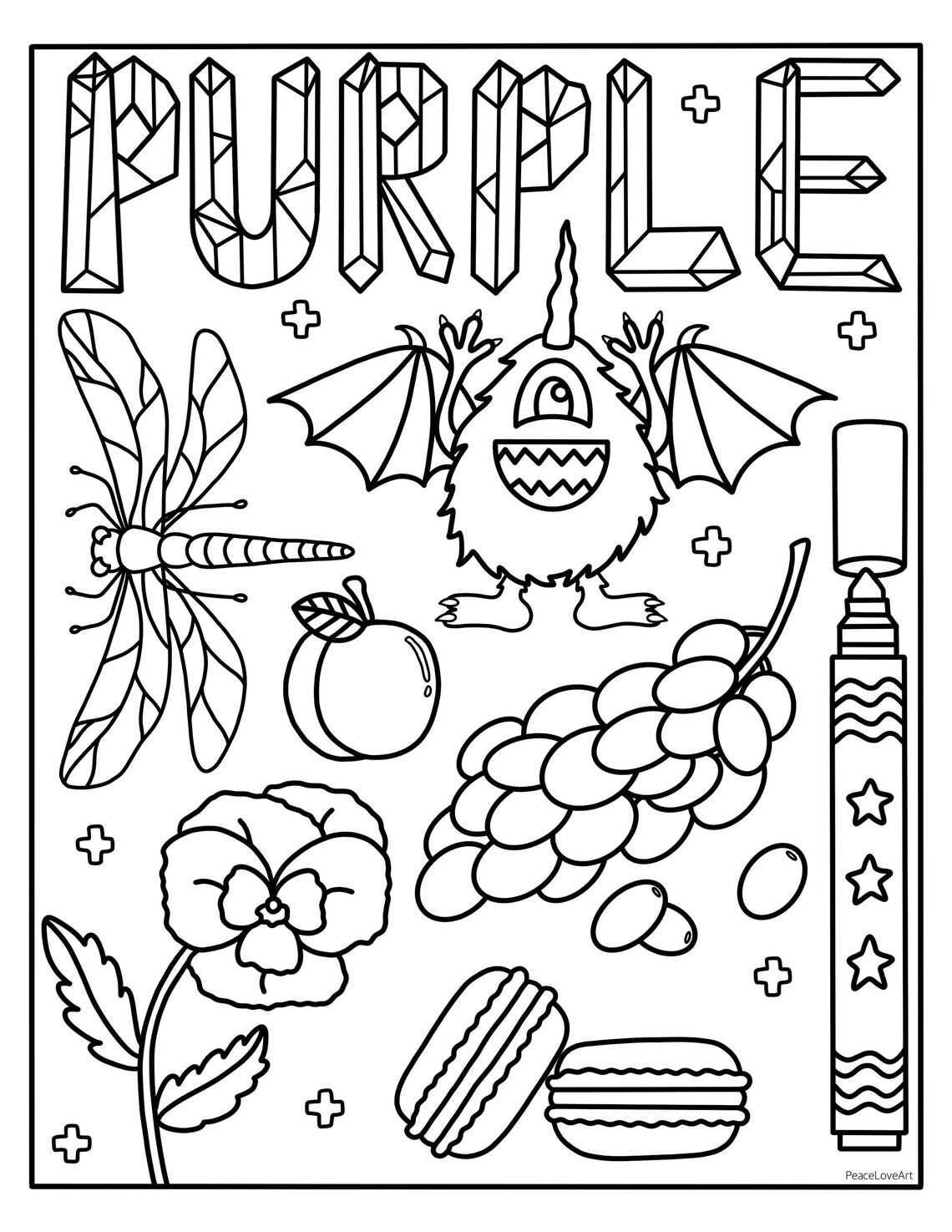 Purple Things Coloring Page - Etsy