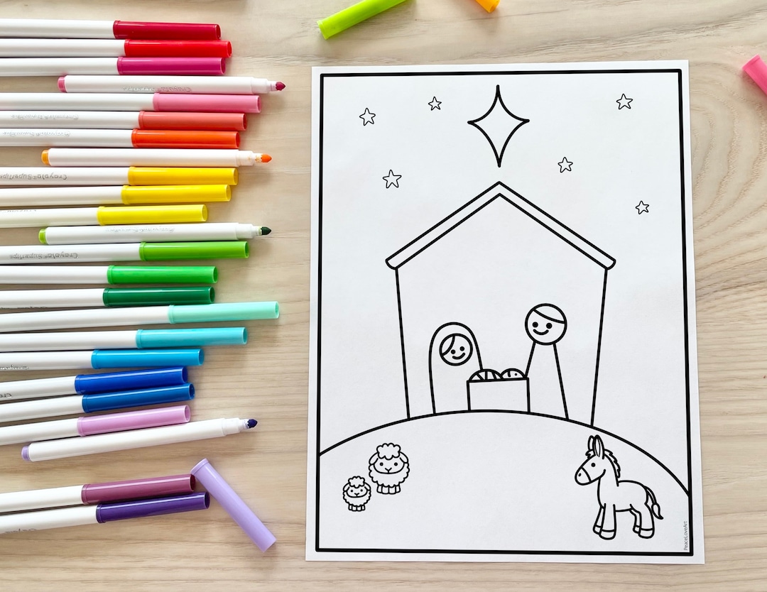 Simple Nativity Coloring Page - Etsy