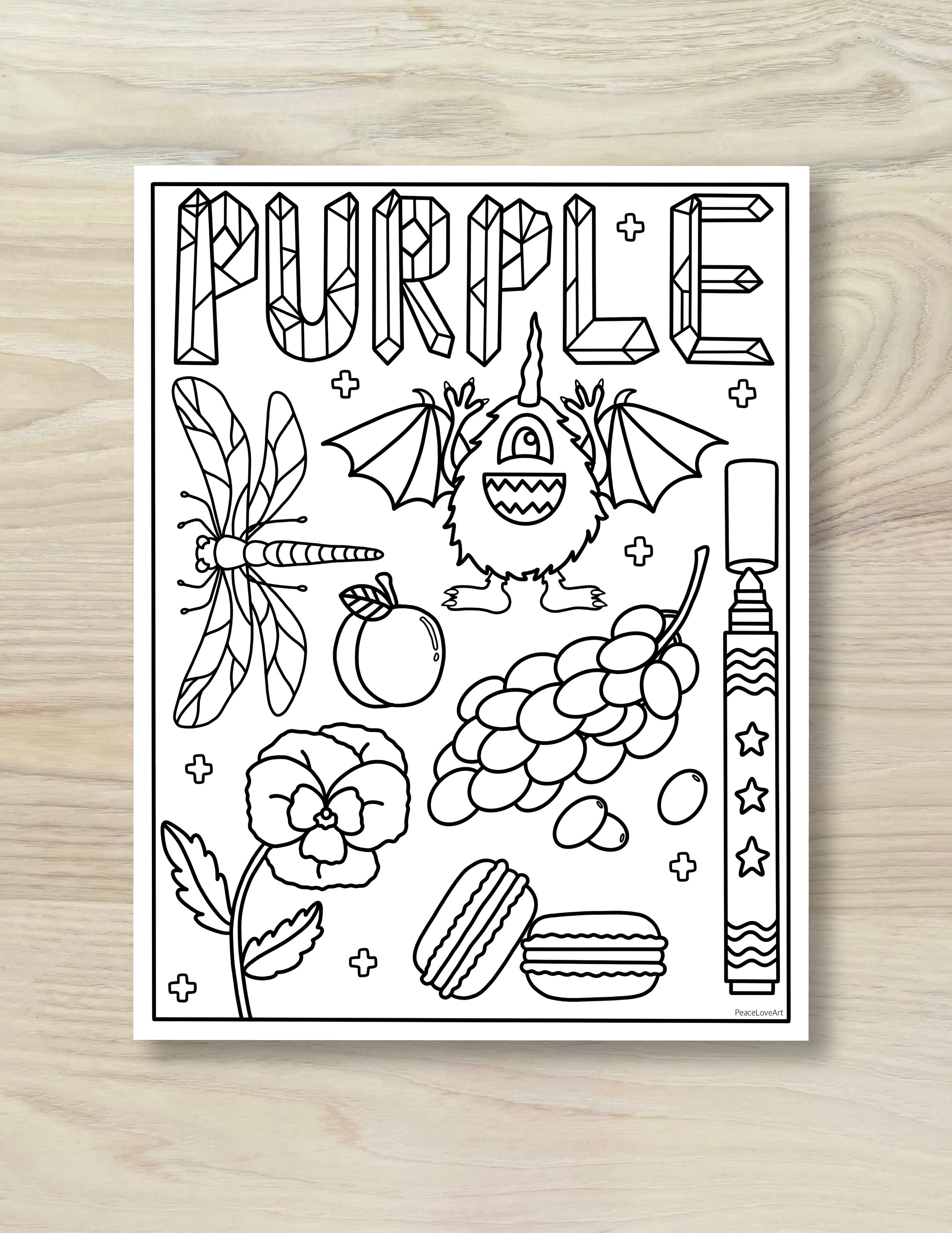 Purple Things Coloring Page - Etsy
