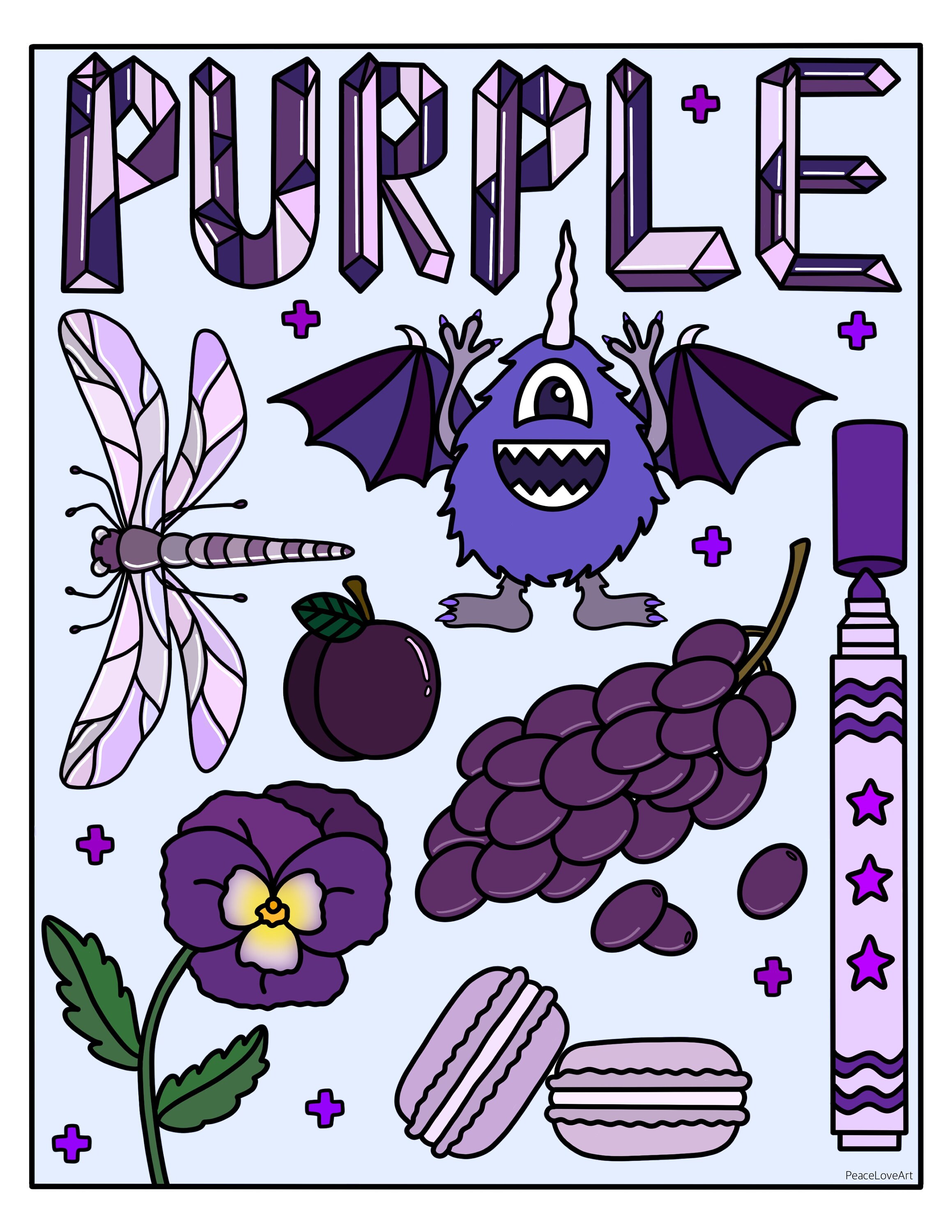 Purple Things Coloring Page - Etsy