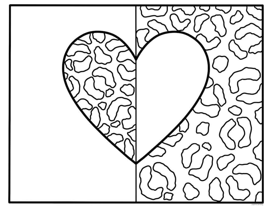 Leopard Heart Coloring Page - Etsy