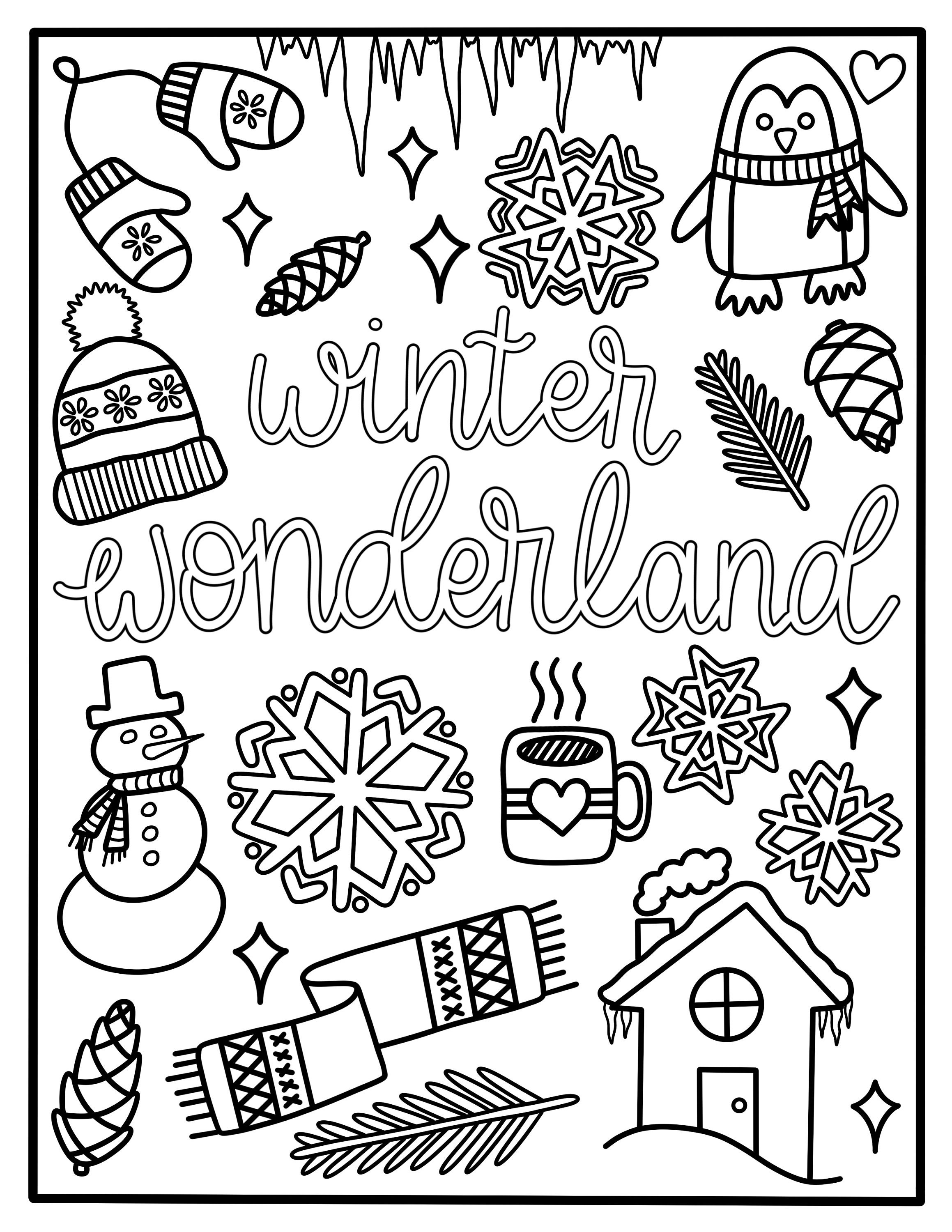 Winter Wonderland Coloring Page | Etsy