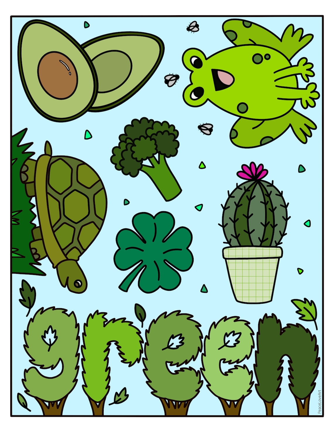 Green Things Coloring Page - Etsy
