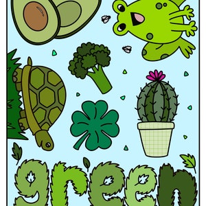Green Things Coloring Page - Etsy