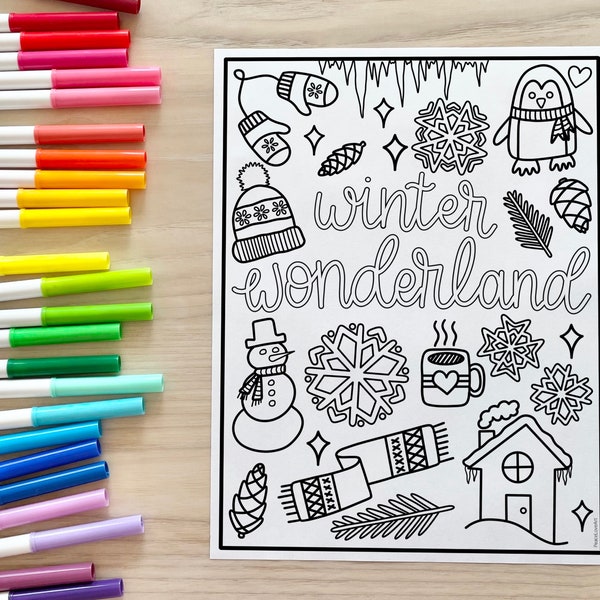 Winter Wonderland Coloring Page - Etsy