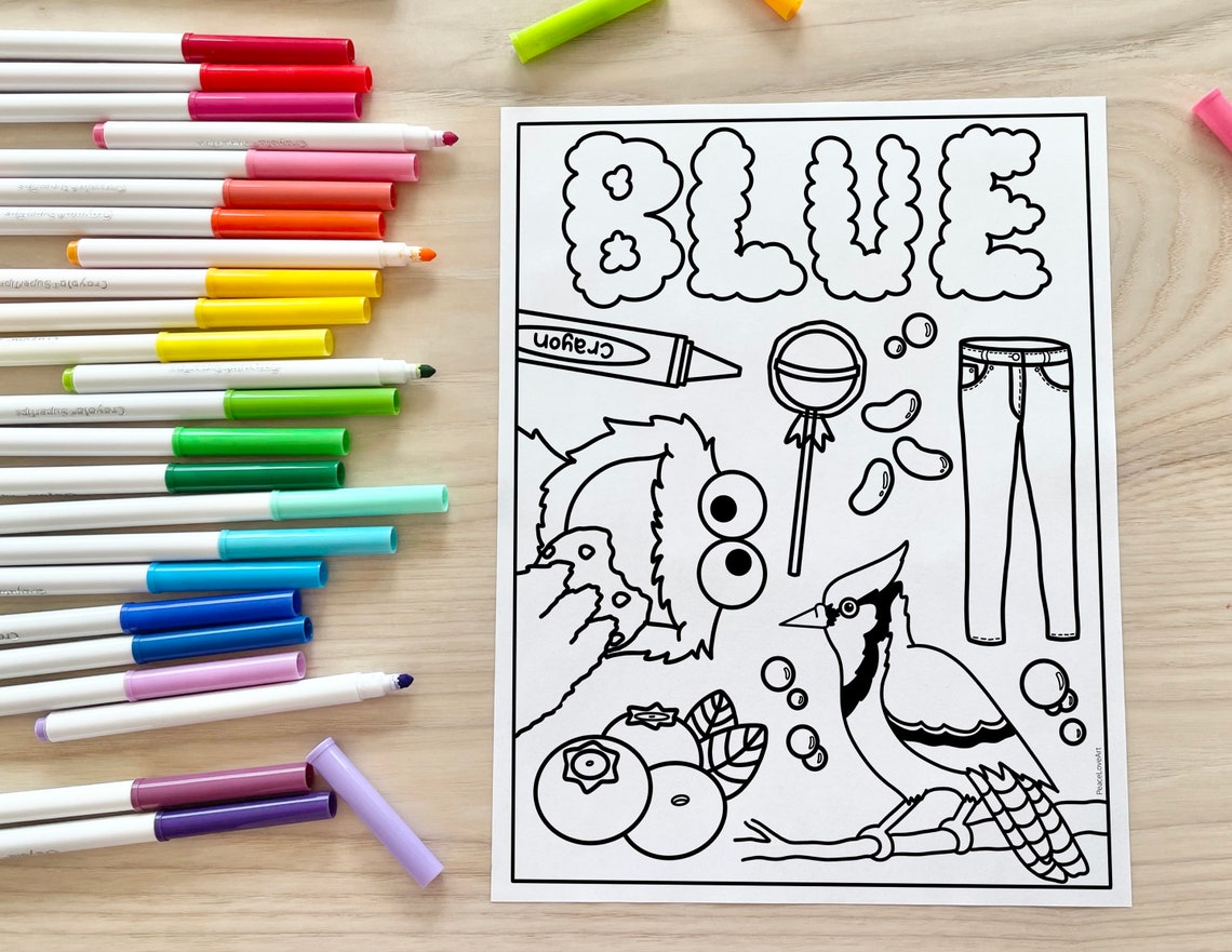 Blue Coloring Page - Etsy