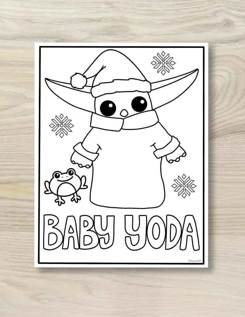 Holiday Baby Yoda Coloring Page - Etsy
