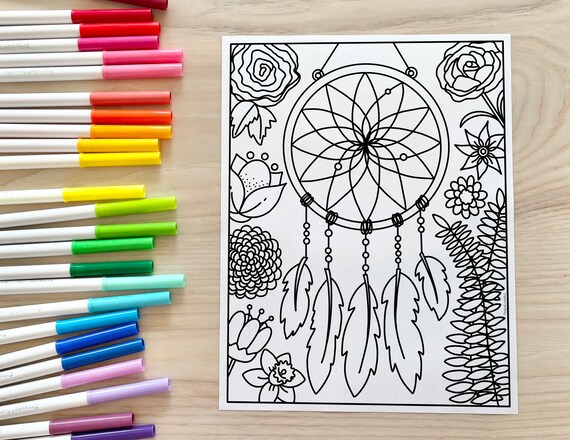 Dream Catcher Coloring Page - Etsy
