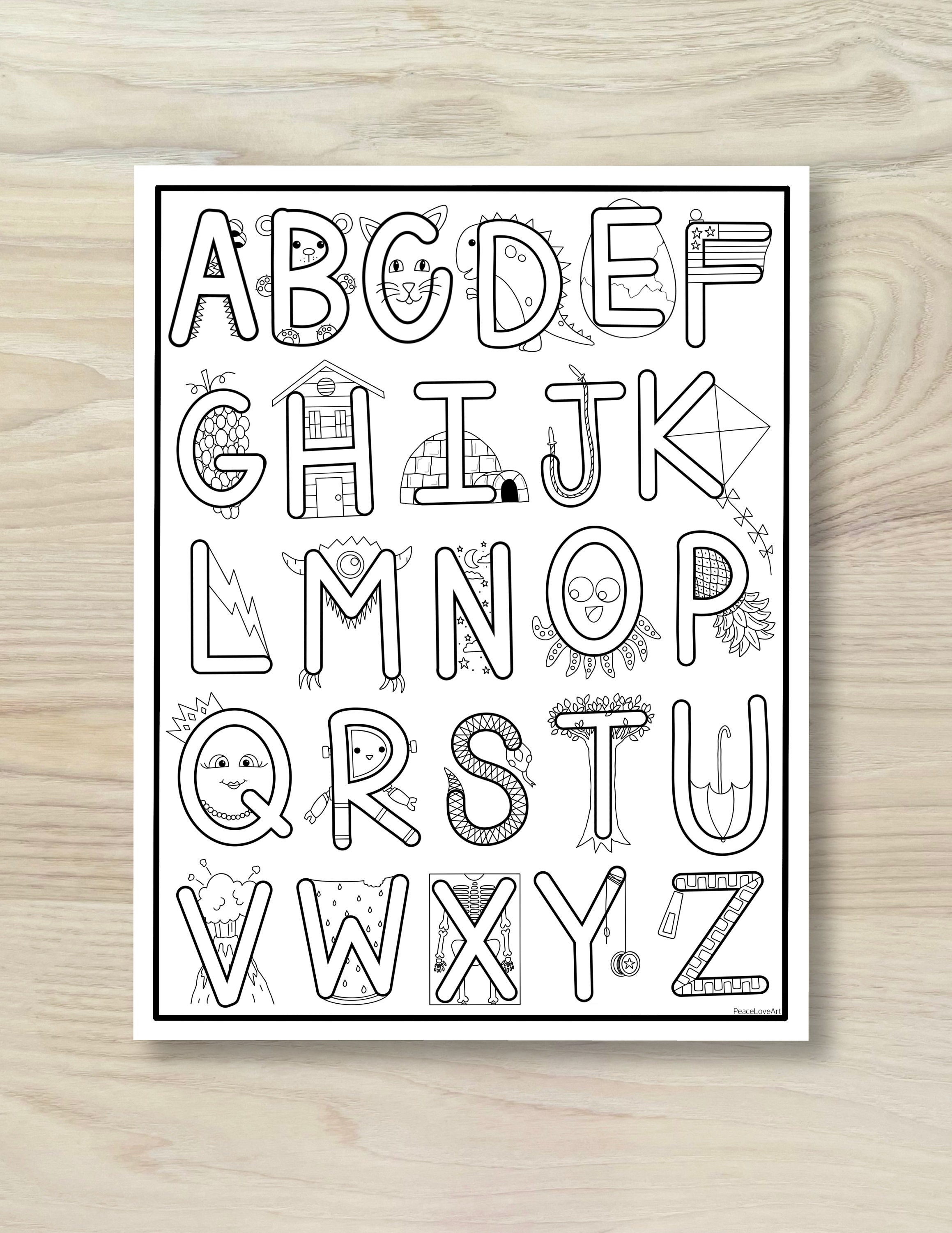 Alphabet Coloring Page - Etsy