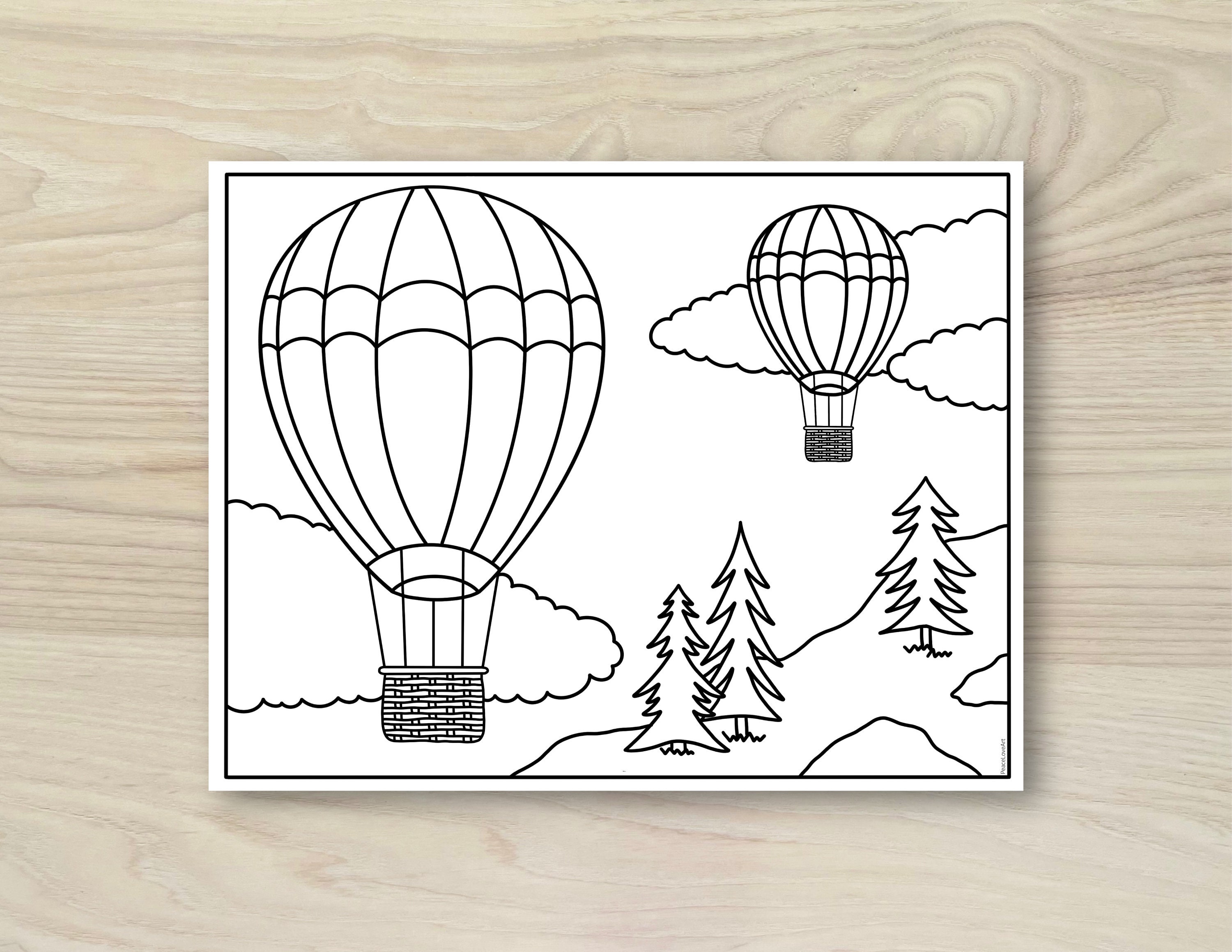 Hot Air Balloon Coloring Page - Etsy