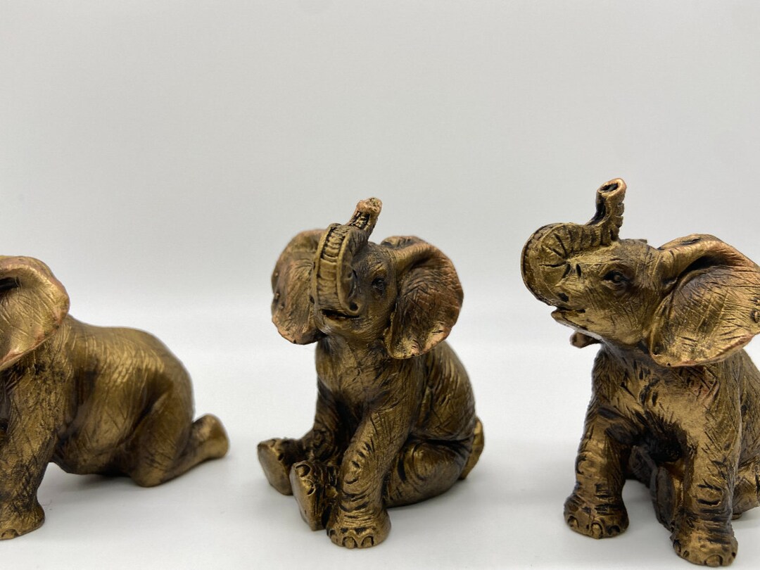Small Elephant Figurines, Set of 4 Bronze Elephant Statue, Set of 4 ...