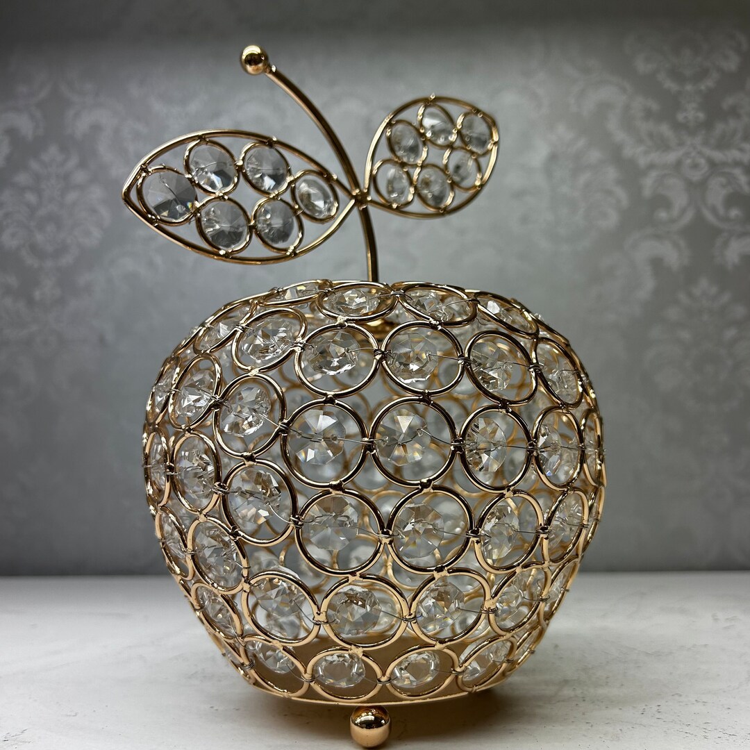 Apple Decor, Metal Gold and Silver Apple Table Decor, Housewarming Home ...