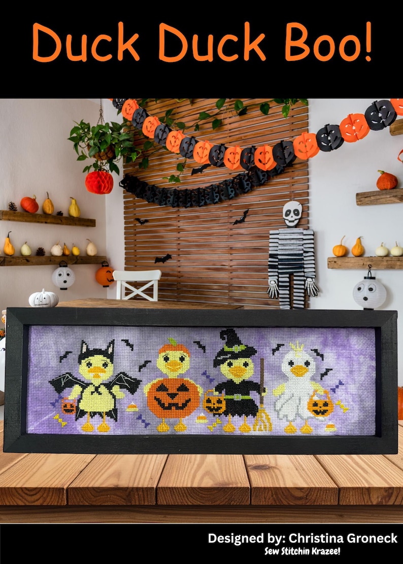 Duck Duck Boo Halloween Cross Stitch Pattern (PDF Download) - Etsy