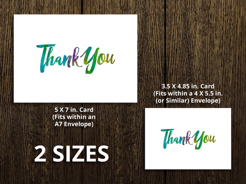 Printable Thank You Cards (2 Sizes), 5X7, 3X5, Downloadable Card, Thank ...
