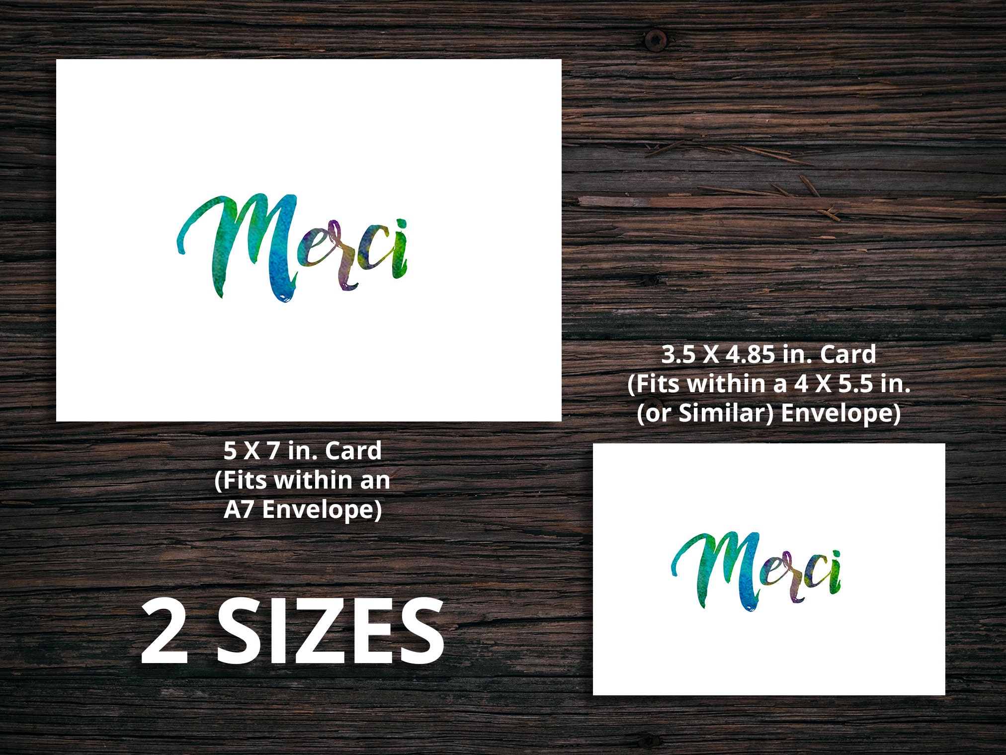 Printable Merci Thank You Cards (2 Sizes), French, 5X7, 3X5 ...