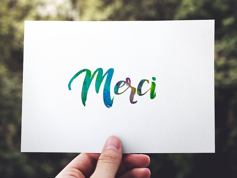 Printable Merci Thank You Cards (2 Sizes), French, 5X7, 3X5 ...