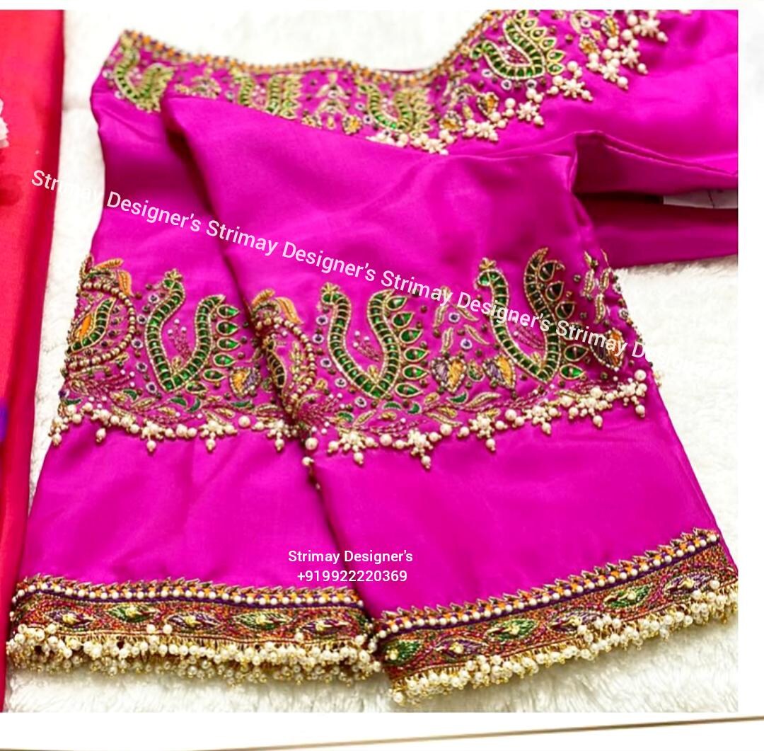 Maroon Maggam Rust Resistance Beaded Customizable Handmade Saree ...