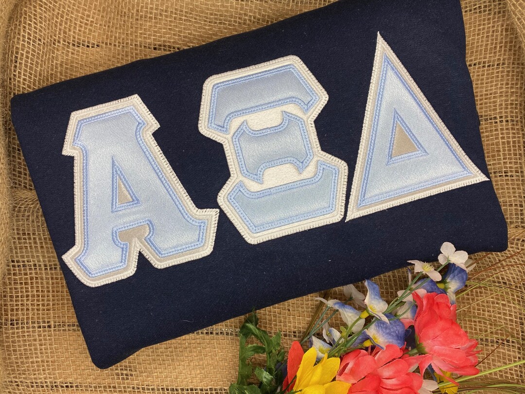 Alpha Xi Delta Small Stitched Letter Sweatshirt, Axid Navy Embroidered ...