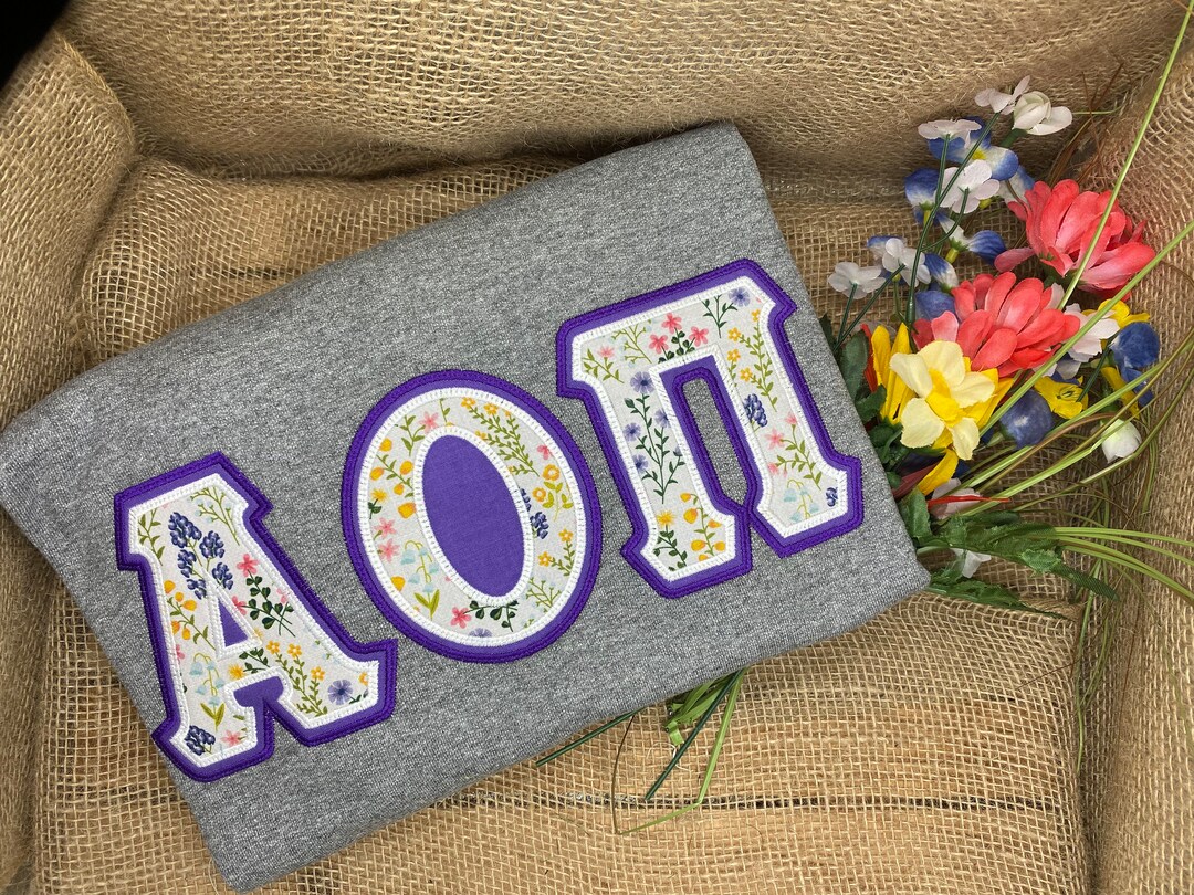 Wildflower Alpha Omicron Pi Sorority Sweatshirt, Small Charcoal Gray ...