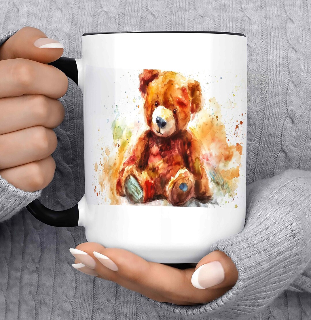 Personalized Watercolor Teddy Bear Ceramic Mug 11oz-child Born Mug-tea ...