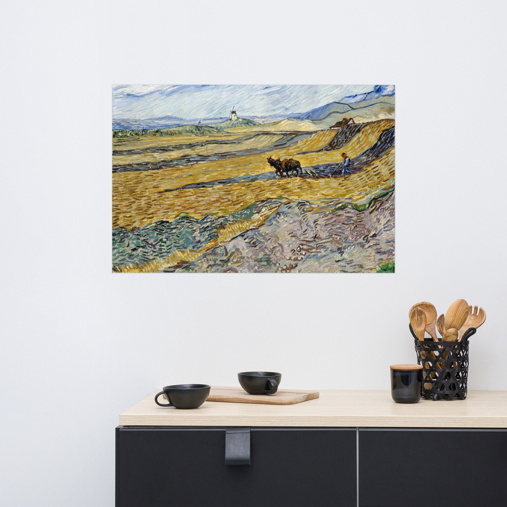 Vincent Van Gogh Enclosed Field With Ploughman 1889 Fine Art Print - Etsy