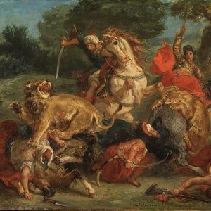 Eugène Delacroix - the Lion Hunt (1855) - Fine Art Print - Etsy