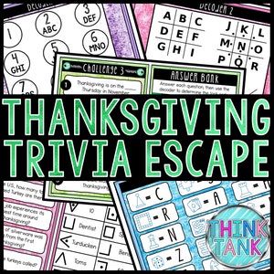 Thanksgiving Trivia Game, Escape Room for Kids, Printable Party Game ...