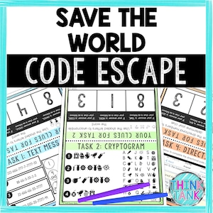 Save the World Escape Room Code for Kids - Printable Party Game ...