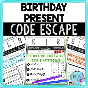 Birthday Present Escape Room Code for Kids - Printable Party Game ...