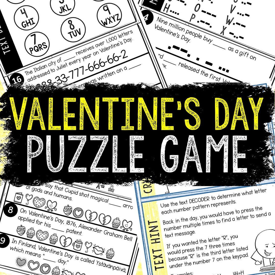 Valentine's Day Puzzles for Kids - Printable Party Game – Kids Puzzles ...