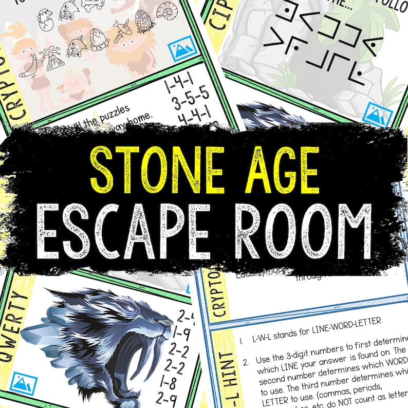 Escape Room for Kids DIY Printable Game Stone Age Escape - Etsy