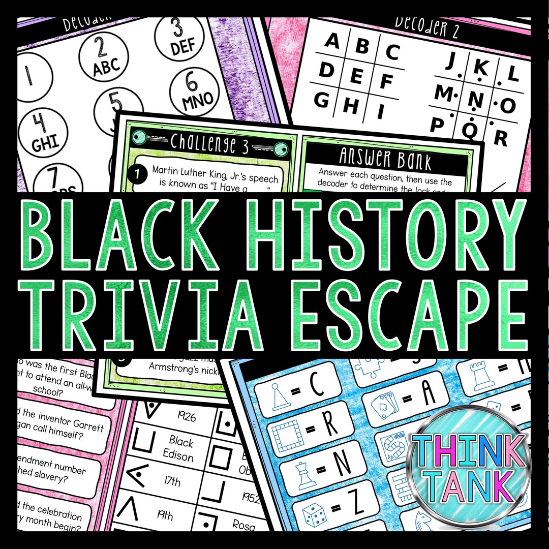 Black History Trivia Game - Escape Room for Kids - Printable Party Game ...