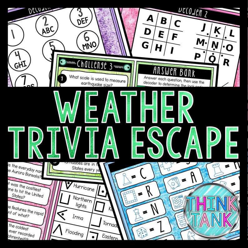 Weather Trivia Game Escape Room for Kids Printable Party - Etsy