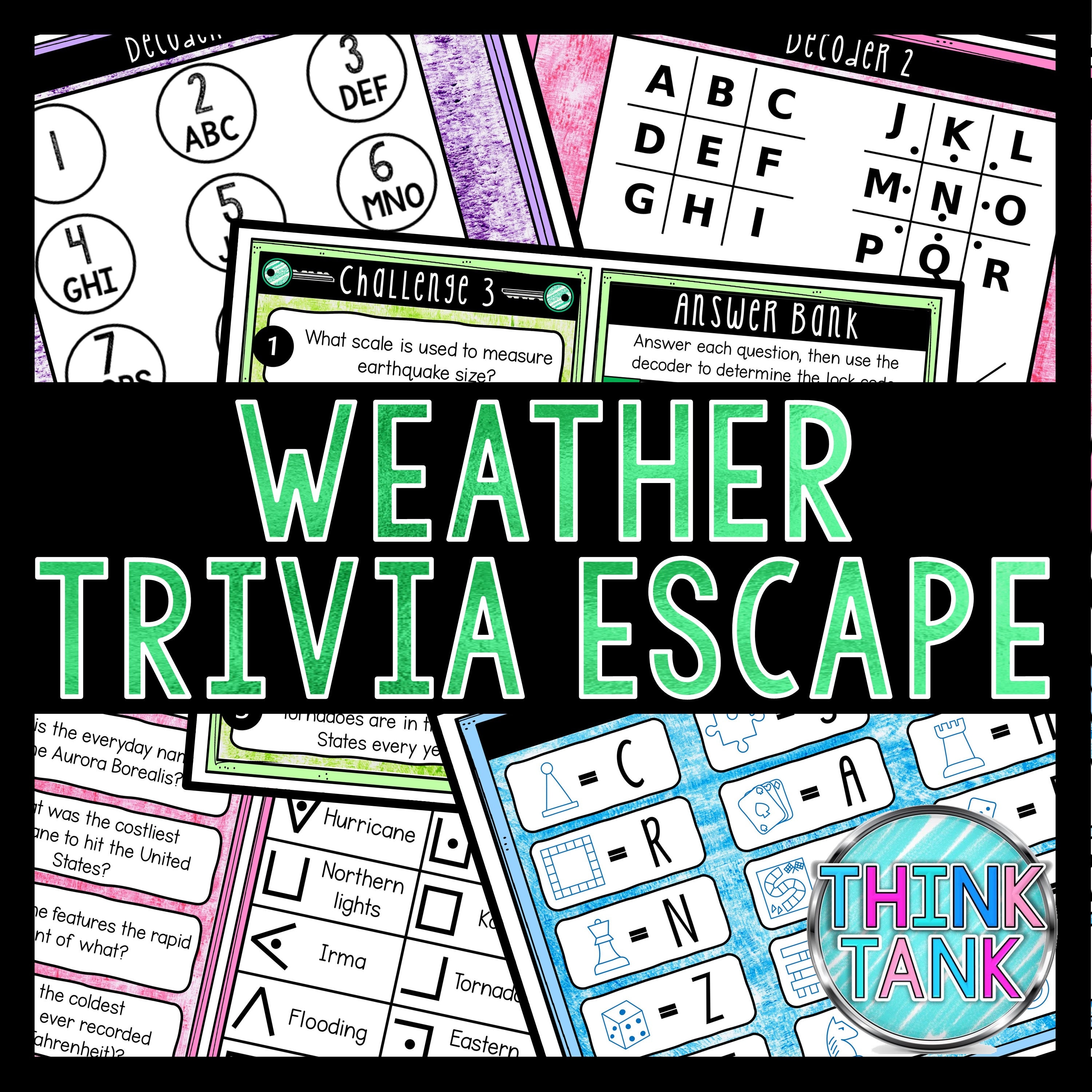 Weather Trivia Game Escape Room for Kids Printable Party - Etsy