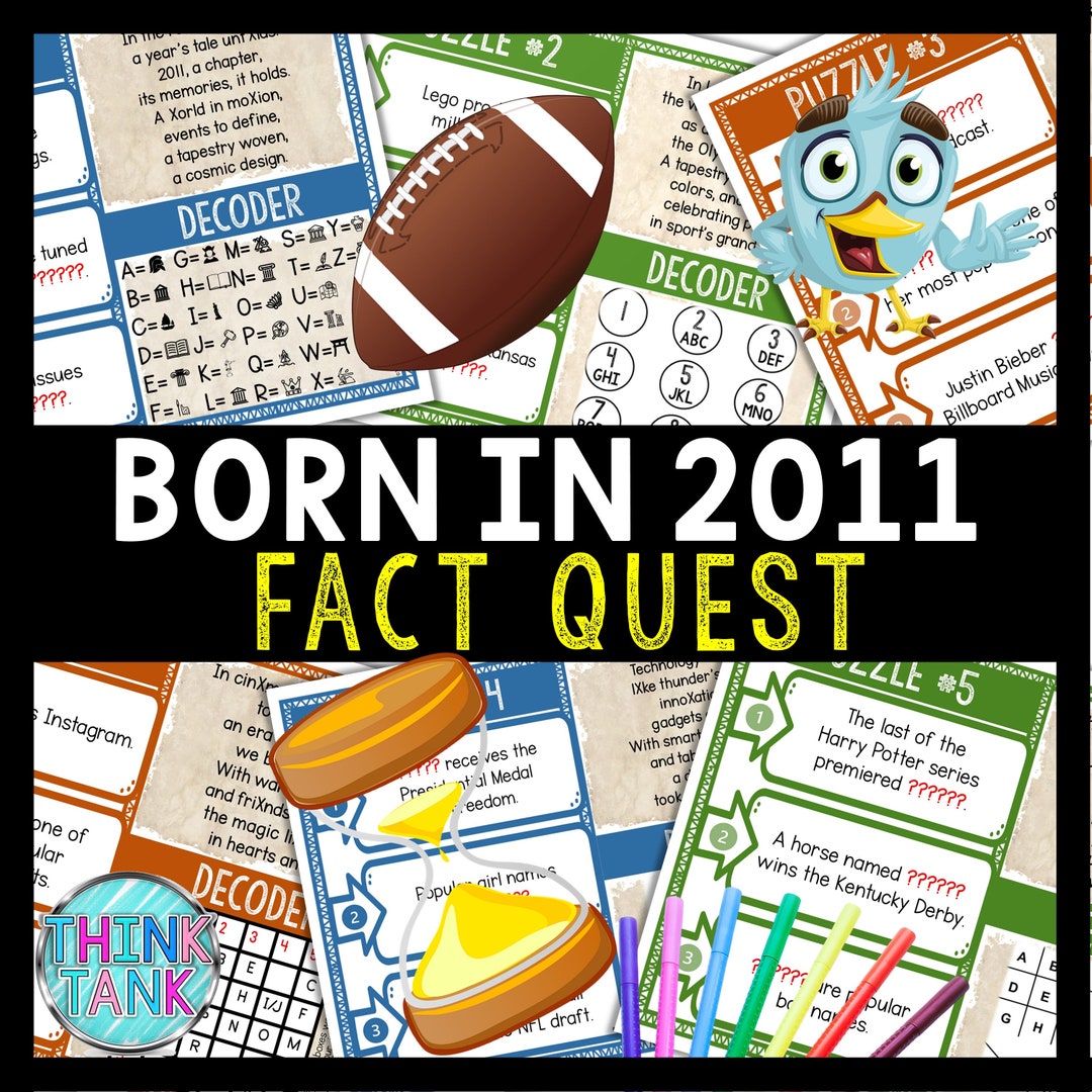 Born in 2011 Fact Quest Escape Room for Kids, Printable Party Game ...