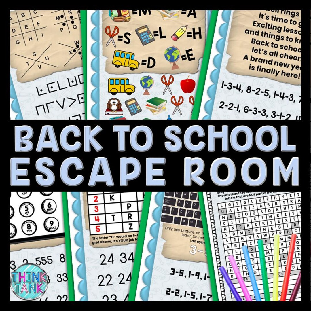 Back to School Escape Room Word Search, Printable Party Game for Kids ...