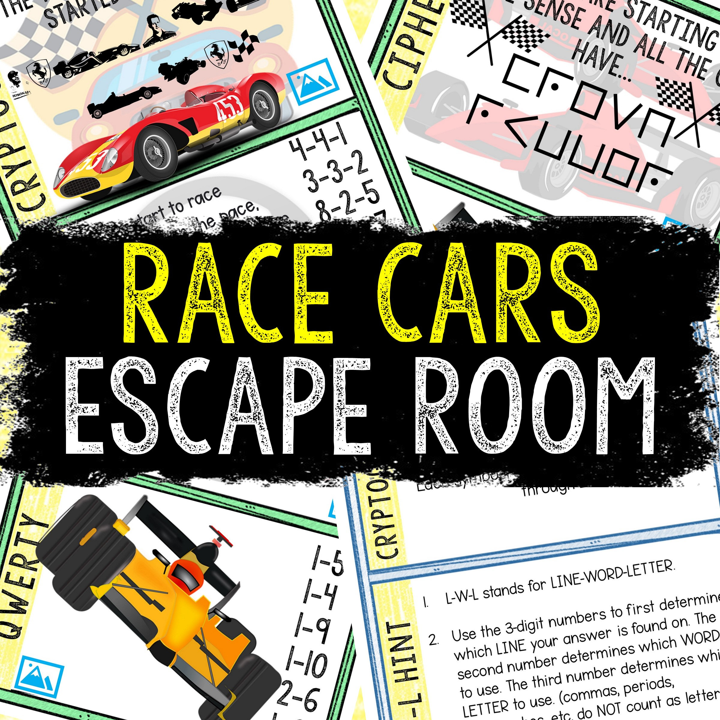 Escape Room for Kids Printable Party Game Race Cars Escape - Etsy