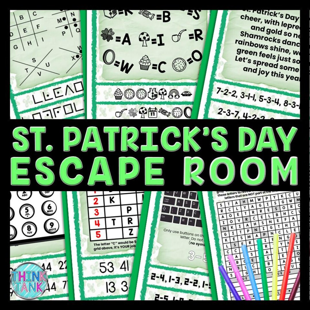 St. Patrick's Day Escape Room Word Search, Printable Party Game for ...